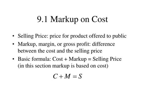 PPT Markup On Cost PowerPoint Presentation Free Download ID