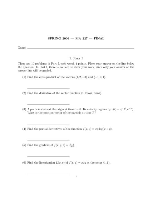 Find Linearization Calculus Iii Exam Docsity