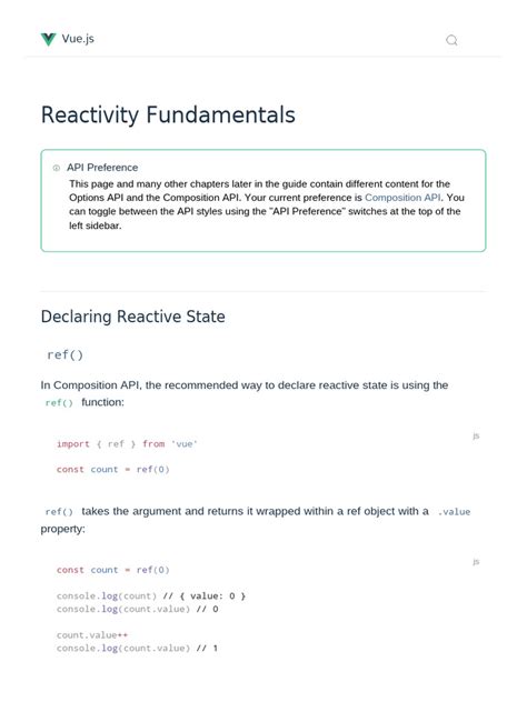 Reactivity Fundamentals Vuejs Pdf Java Script Computer Programming