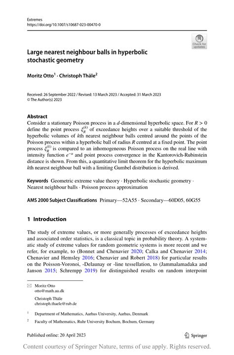 Pdf Large Nearest Neighbour Balls In Hyperbolic Stochastic Geometry