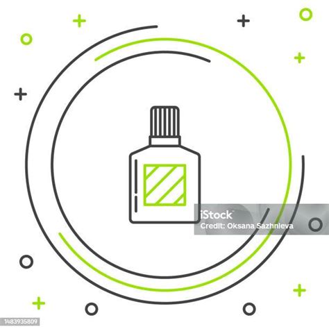 흰색 배경에 격리 된 검정색 및 녹색 선 애프터 면도 아이콘 쾰른 스프레이 아이콘 남성 향수 병 다채로운 개요 개념 벡터 일러스트레이션 0명에 대한 스톡 벡터 아트 및 기타