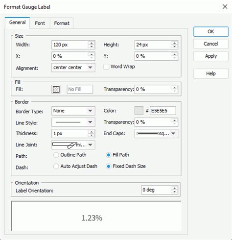 Format Gauge Label Dialog Box Logi Analytics