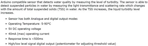 Dfrobot Turbidity Sensor Module For Arduino Sen0189 מוצרי פיתוח