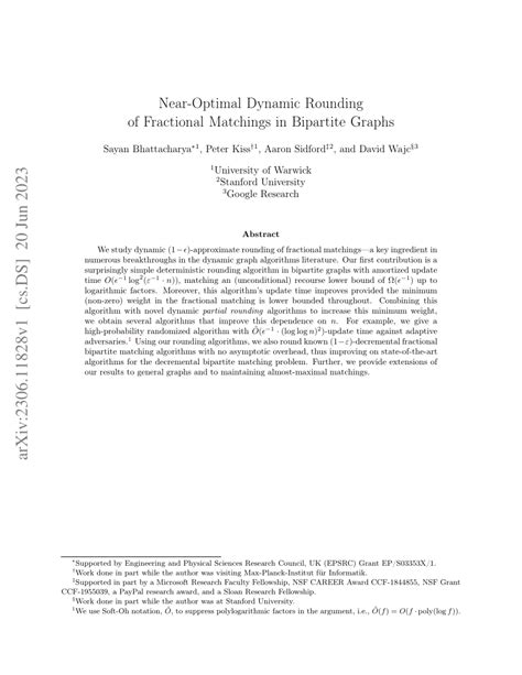 Pdf Near Optimal Dynamic Rounding Of Fractional Matchings In