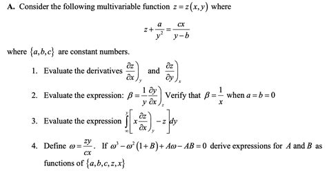 Solved A Consider The Following Multivariable Function Zz