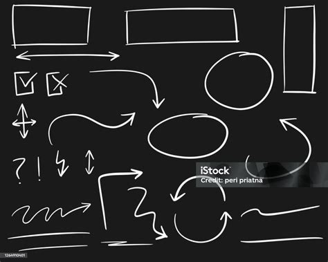 낙서 디자인 요소 낙서 선 화살표 원 및 곡선 벡터 인포그래픽을 위해 흰색 배경에 격리된 손으로 그린 디자인 요소 0명에 대한