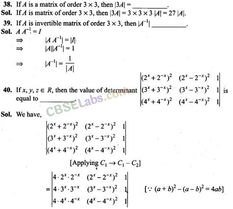 Ncert Exemplar Class 12 Maths Chapter 4 Determinants Learn Cbse