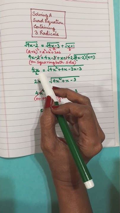 Surds Solving A Surd Equation Containing 3 Radicals Shorts Youtube
