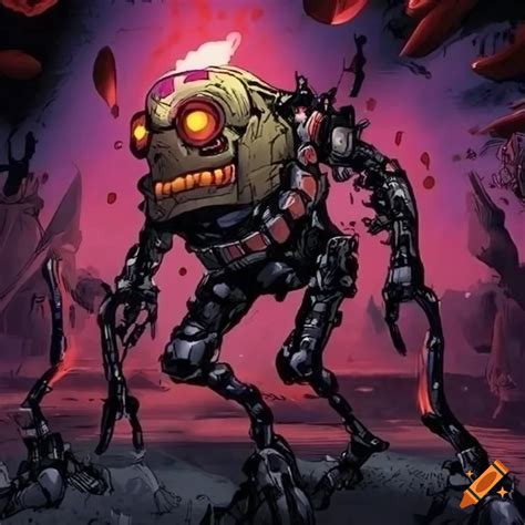 Comic Book Art Of Robots Fighting Monsters On Craiyon