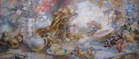 Купити картину «Натюрморт з виноградом з їжею та напоями темперою на полотні в стилі реалізм