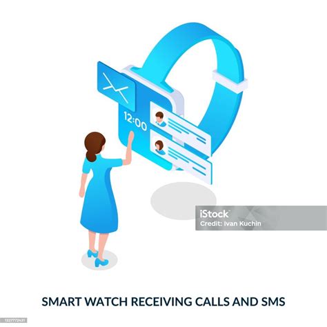 소녀는 메시지를 받고 스마트 시계를 사용하여 친구들과 통신합니다 개념 3차원 형태에 대한 스톡 벡터 아트 및 기타 이미지 3차원 형태 개념 건강한 생활방식 Istock