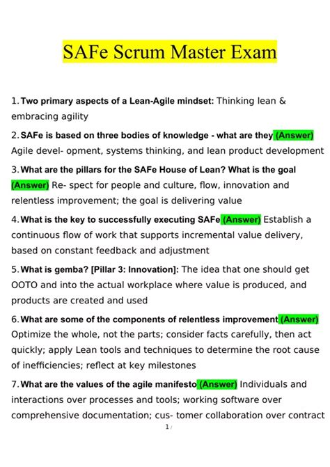 Safe Scrum Master Questions And Answers} Latest Correct Answers Agile Safe Scrum Master