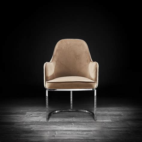 Andria Luxury And Modern Silver Dining Chair Raupe Velvet By Roberto Grassie
