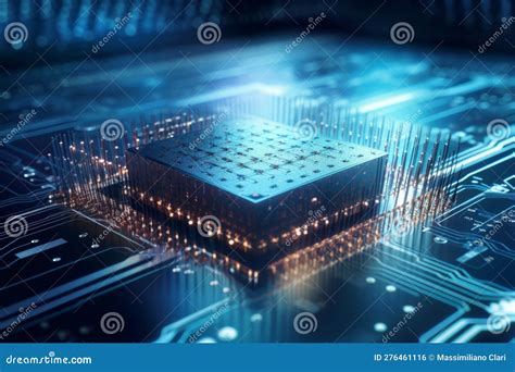 Quantum Computer Of Glowing Qubits Abstract Concept Supercomputers Stock Illustration
