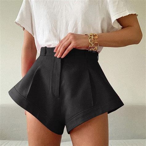 Dressbetty High Waist Wide Leg Shorts Women Solid Hot Shorts Summer