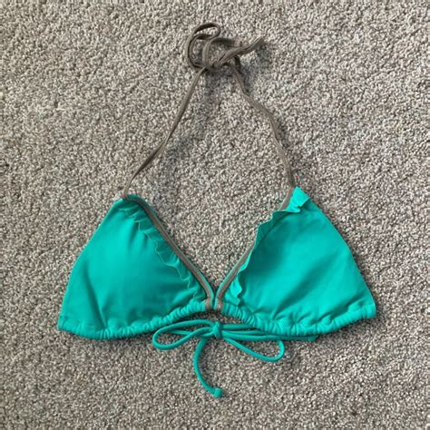 Victorias Secret Tiffany Blue Ruffle String Bikini S Gem