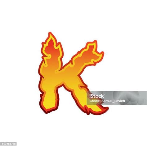 편지 K 화재입니다 글꼴 글자 불길 알파벳 문자를 문신 불 같은 기호 문자 가연성에 대한 스톡 벡터 아트 및 기타 이미지
