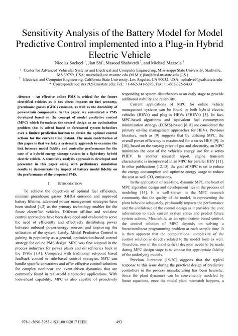 Pdf Sensitivity Analysis Of The Battery Model For Model Predictive Control Implemented Into A