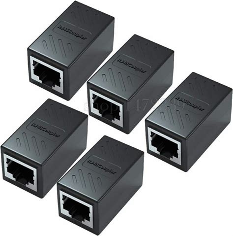 Соединитель Rj45 5 шт для Ethernet кабелей Cat7 Cat6 Cat5e Cat5 черный купить с доставкой