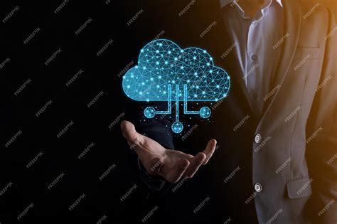 Premium Photo Cloud Technology Polygonal Wireframe Cloud Storage Sign With Data Collection