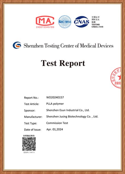 Biocompatibility Report Esunmed The Leader Of Biomedical Materials