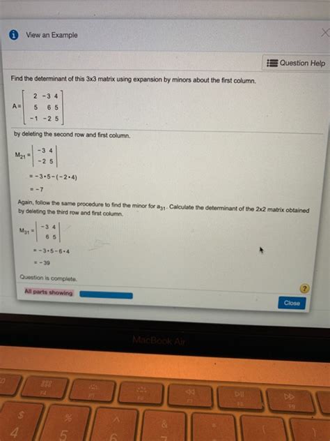 solved find the determinant of this 3x3 matrix using