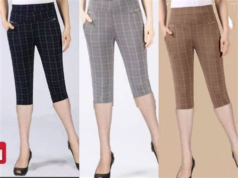 Pengsheng กางเกงขา 7 ส่วน กางเกงผู้หญิงลายสก๊อต สินค้าพร้อมส่งราคากันเองเนื้อผ้าใส่สบายใส่สวย