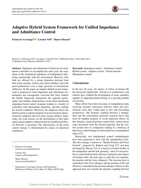 Adaptive Hybrid System Framework For Unified Impedance And Admittance Control Request PDF