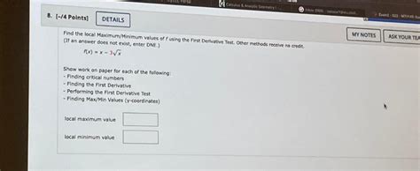 Solved Find The Local Maximumminimum Values Of F Using The