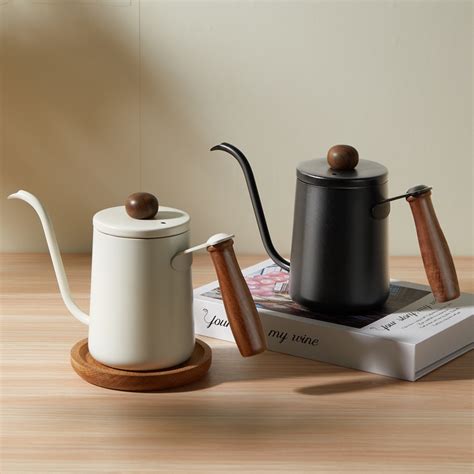 Hand Brew Coffee Maker Japanese Style Drip Filter Pot Wooden Handle 304