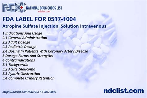 Fda Label For Atropine Sulfate Injection Solution Intravenous Indications Usage And Precautions