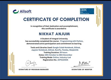 Python Datascience Machinelearning Ai Certification Ibm Nikhat