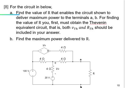 Solved For The Circuit In Below A Find The Value Of R Chegg