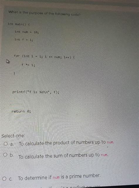 Solved What Is The Purpose Of The Following Code Int Main