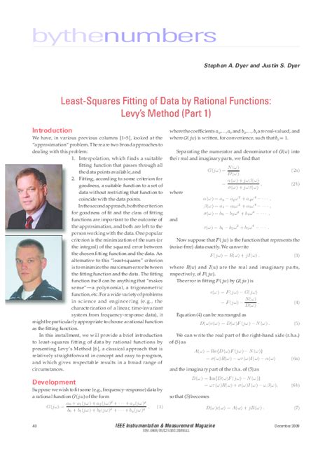 Pdf Least Squares Fitting Of Data By Rational Functions Levys