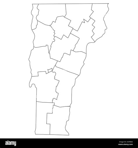 Vermont Vt Detailed Political Map Of Us State Administrative Map Divided Into Counties Thin