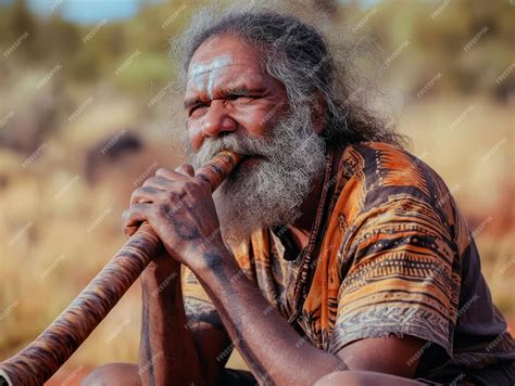 Didgeridoo Player In Australian Outback Premium Ai Generated Image