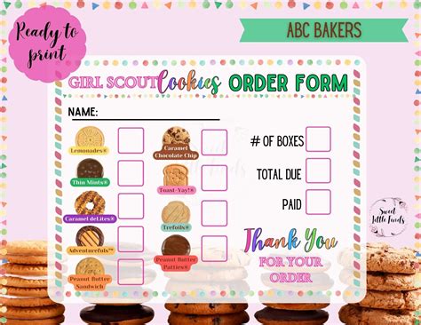 Girl Scout Cookie Order Form Printable 2025 Editable Blank Worksheets