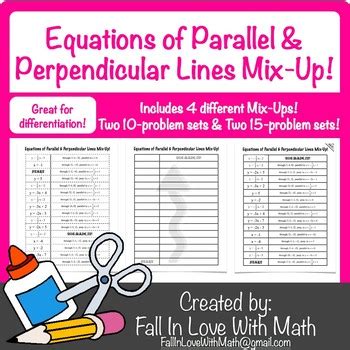 Writing Equations Of Parallel And Perpendicular Lines Mix Up TpT