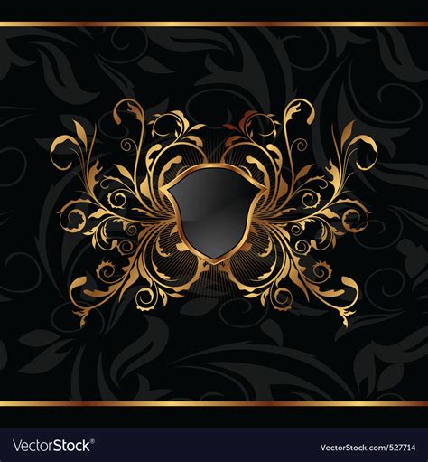 Golden Ornate Frame With Shield Royalty Free Vector Image