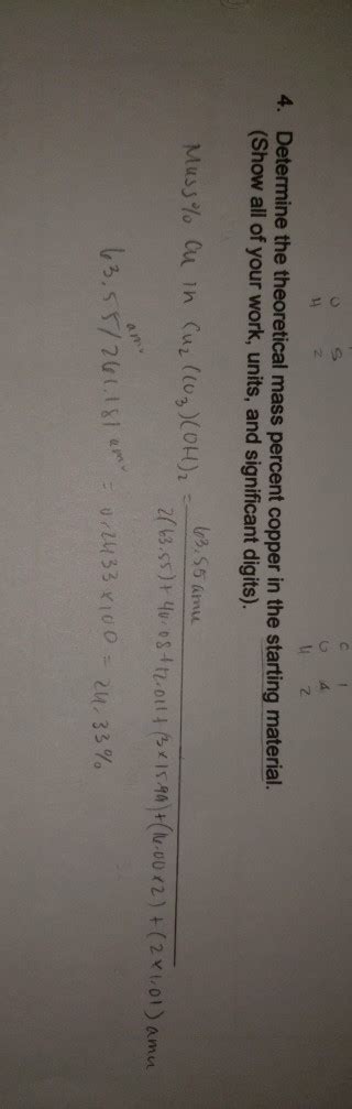 Solved 2 Determine The Theoretical Mass Percent Copper In
