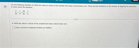 Solved For The Following Equation A ﻿write The Value Or