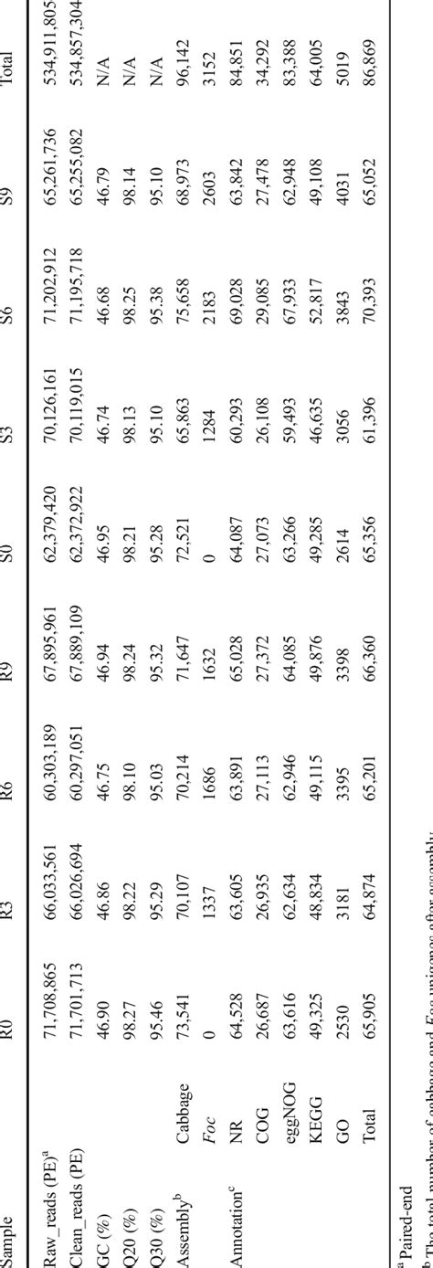 Summary Of The Rna Seq Data And Annotation Result Download Scientific