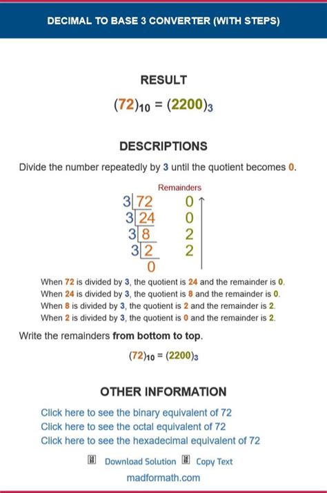 Decimal To Base 3 Converter