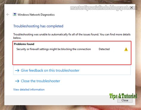 Memperbaiki Security Or Firewall Settings Might Be Blocking The