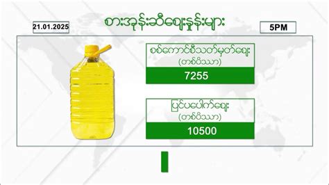 ဇန်နဝါရီလ ၂၁ ရက်နေ့ ၊ ညနေ ၅ နာရီထိ နောက်ဆုံးရ စျေးနှုန်းများ Youtube