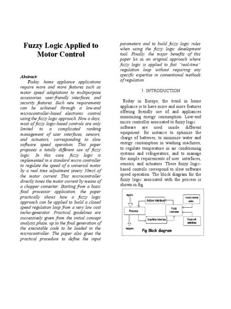 Fuzzy Logic Applied To Motor Control 2 Pdf Analog To Digital