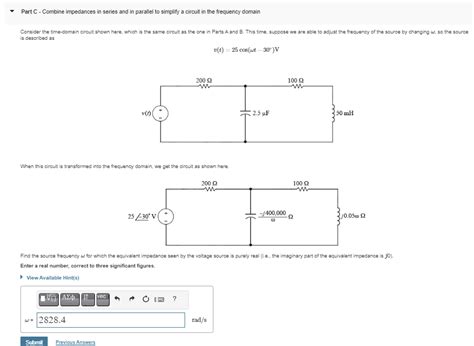 Solved Part C Combine Impedances In Series And In Chegg Com