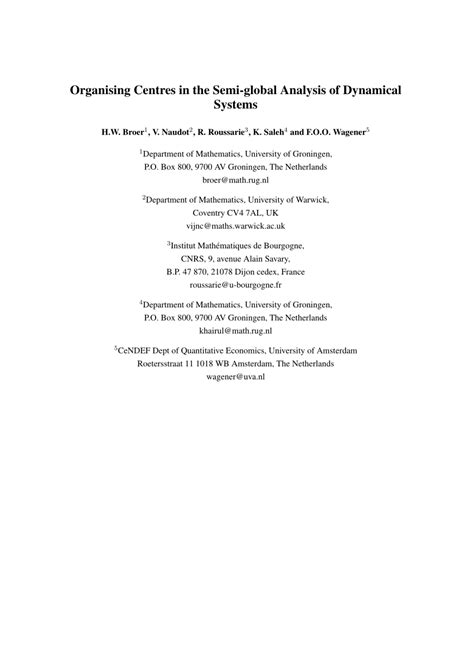 Pdf Organizing Centres In The Semi Global Analysis Of Dynamical Systems