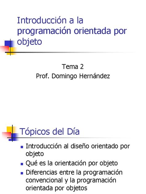 Una Introducción A Los Conceptos Básicos De La Programación Orientada A Objetos Pdf Objeto